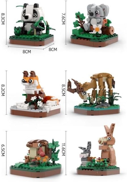 WANGE Building Blocks Animal Reproduction Set of 6 Animals - Panda Bea ...