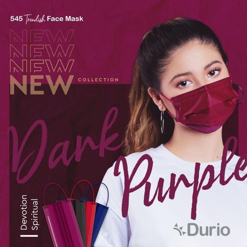 DURIO 545 Trendish 4 Ply Surgical Face Mask (ADULT) - Dark Purple - 40 ...