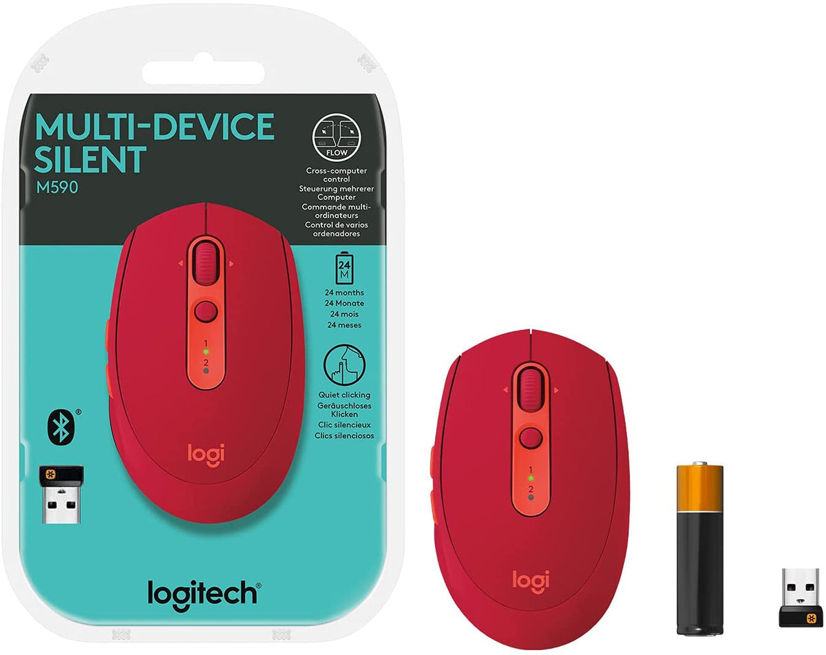 Logitech M590 Mouse - Optical, Wireless, 7 Button(s) Bluetooth/USB- (R ...