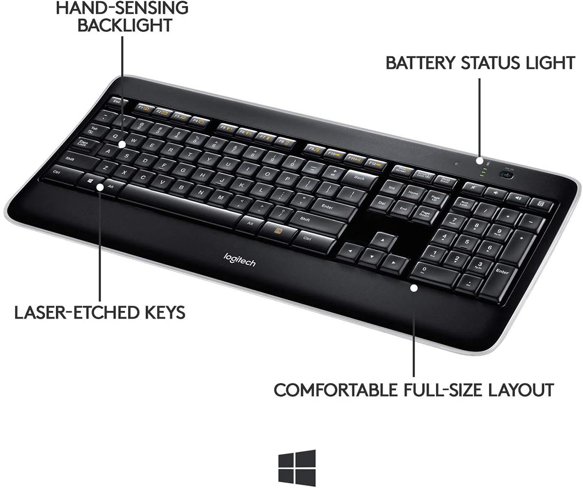 Logitech Keyboard K800 Wireless Illuminated Keyboard — Backlit Keyboar ...